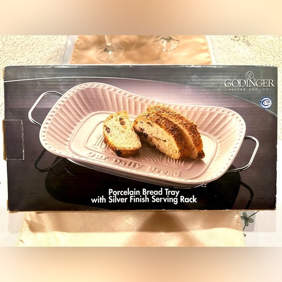 Godinger | Dining | Godinger Silver Art Co Porcelain Bread Tray W ...